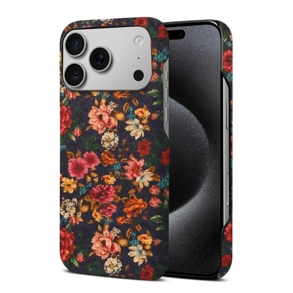 Flower Pattern Faux Leather Case for iPhone 16 Pro, PC Inner Case for ...
