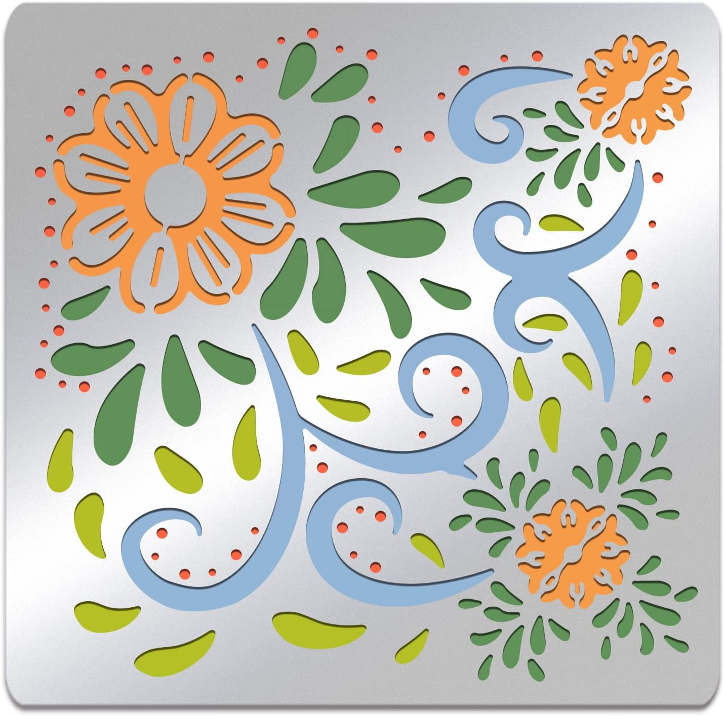 Flower Pattern Metal Stencil 6x6 inch Stainless Steel Reusable Flowers ...