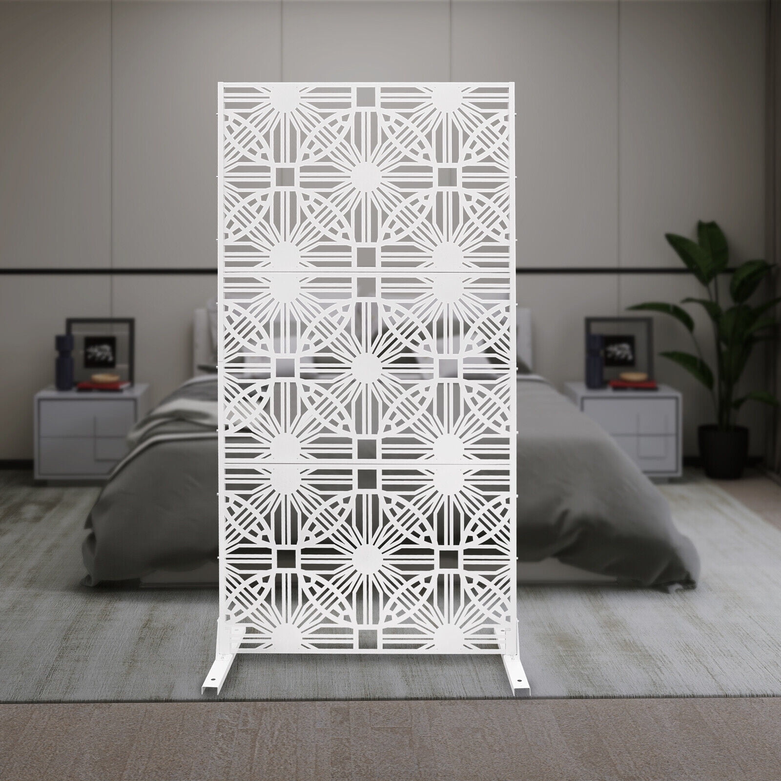 Flower Pattern Privacy Screen Fence Panels White Outdoor Privacy Fence ...