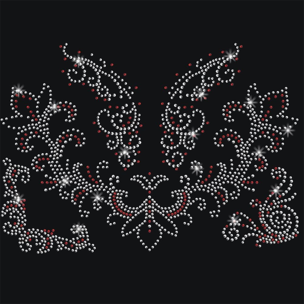 Flower Pattern Rhinestone Iron on Hotfix Heat Transfer Decal Bling ...
