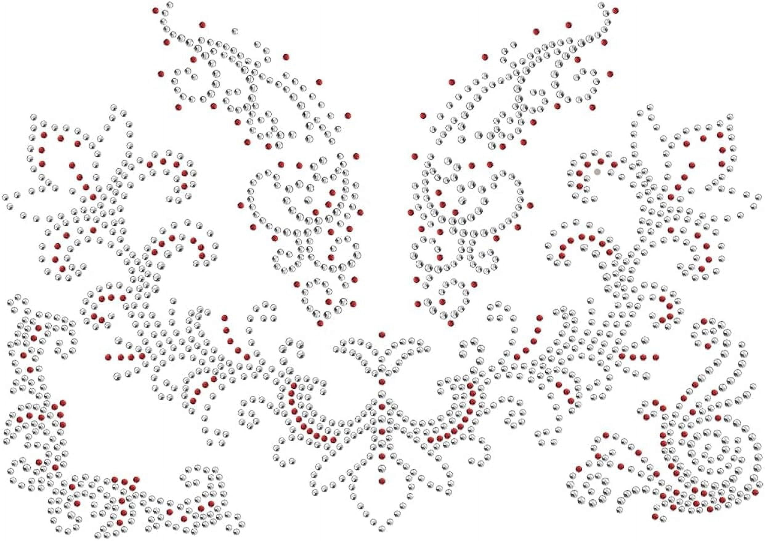 Flower Pattern Rhinestone Iron on Hotfix Heat Transfer Decal Bling ...