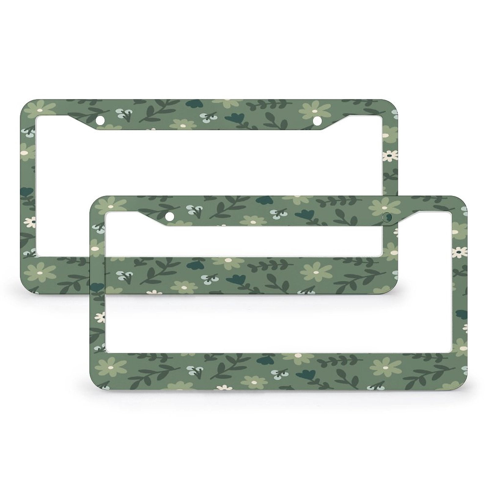 Flower Pattern (Sage Green) 2 Pack License Plate Frame - Car Plate ...