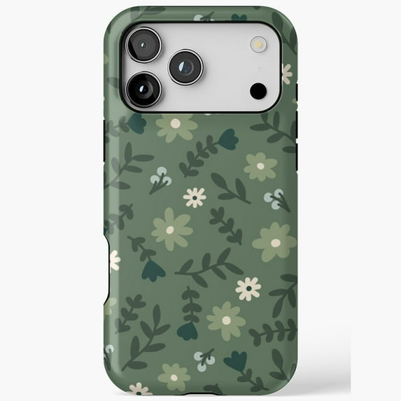 Flower Pattern Sage Green Floral iPhone Case 17 through 11 Pro Max ...