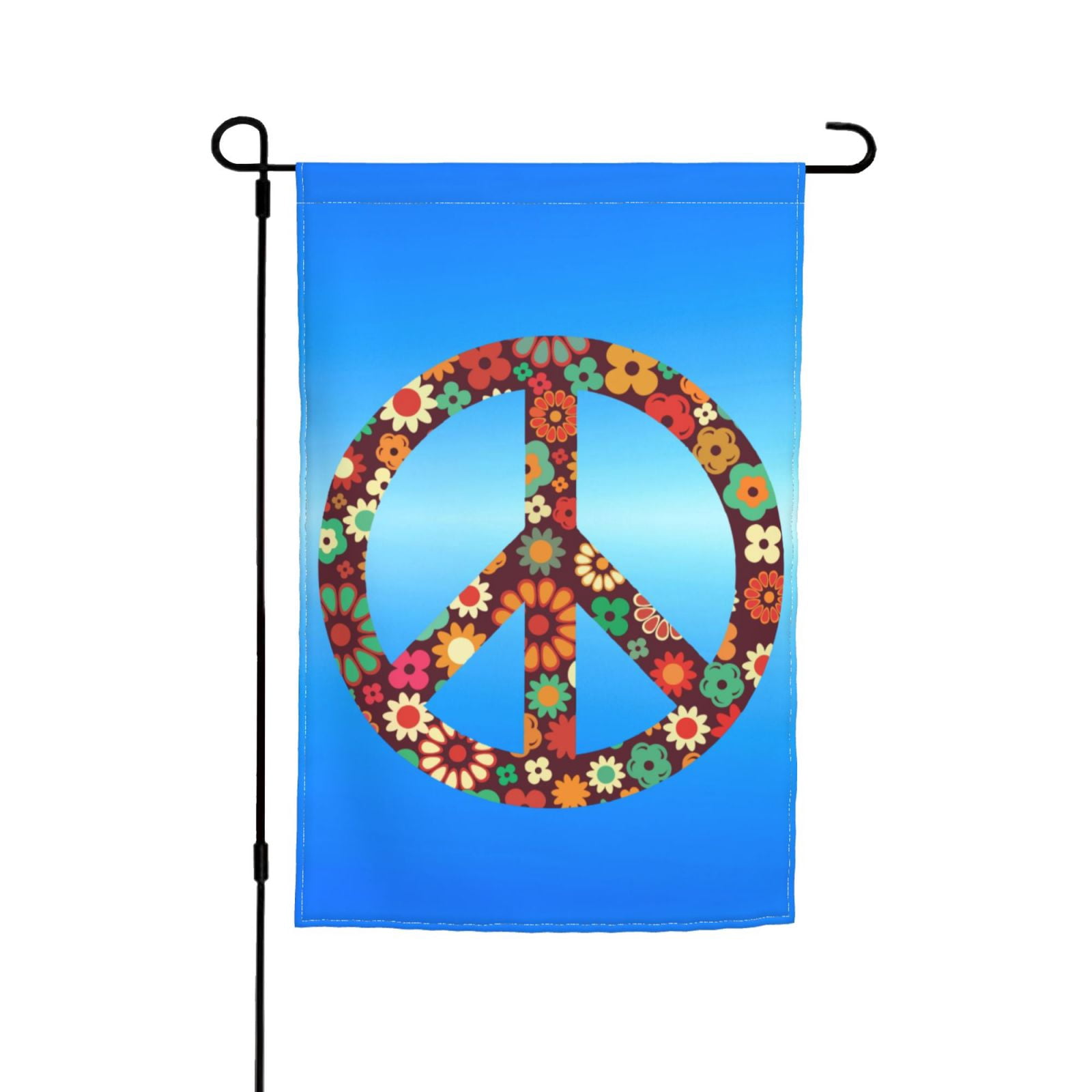 Flower Peace Symbol Garden Flag 12x18 Inch Double Sided Outside Sign