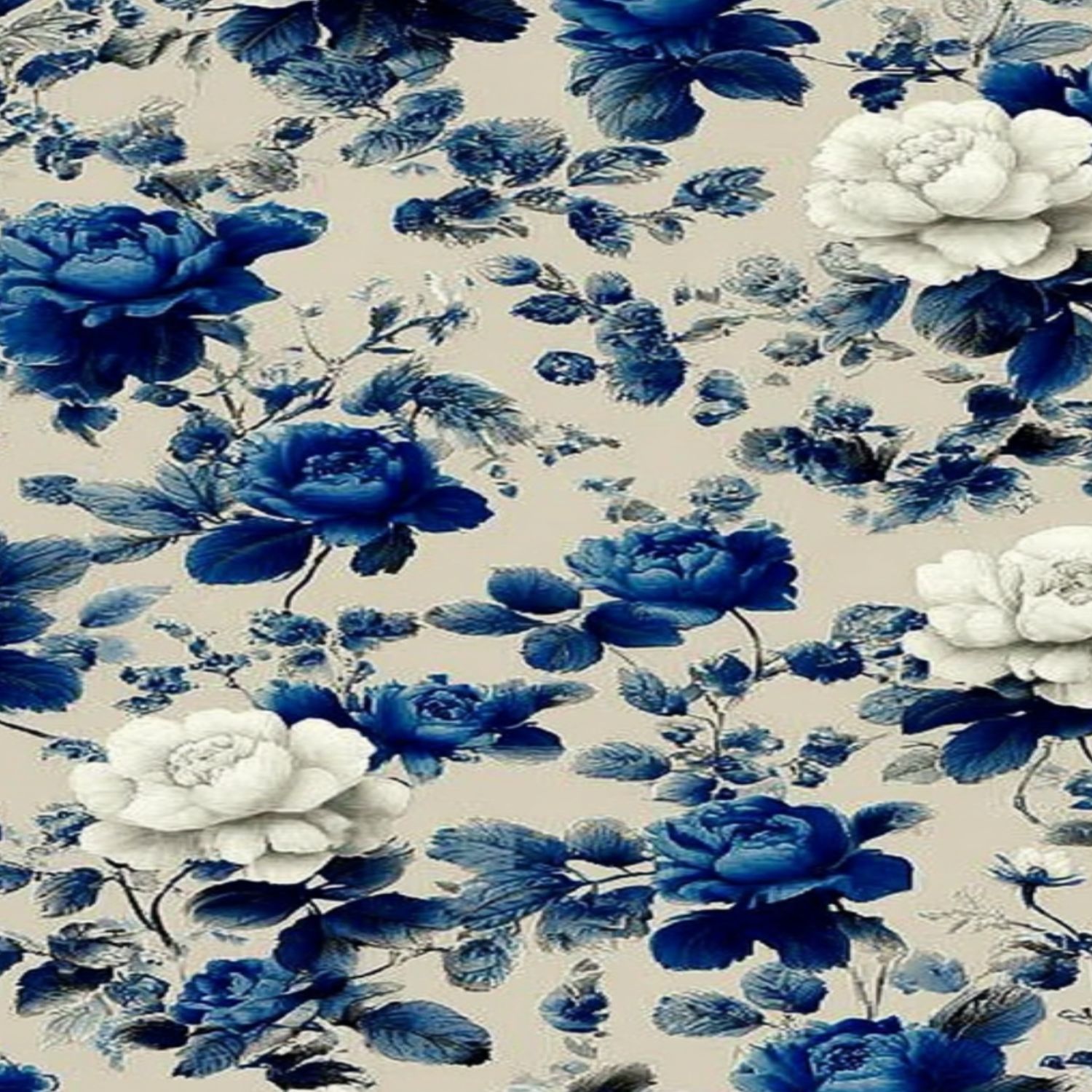 Flower Peel and Stick Wallpaper 17.7in x 9.8ft Blue White Floral Roses ...