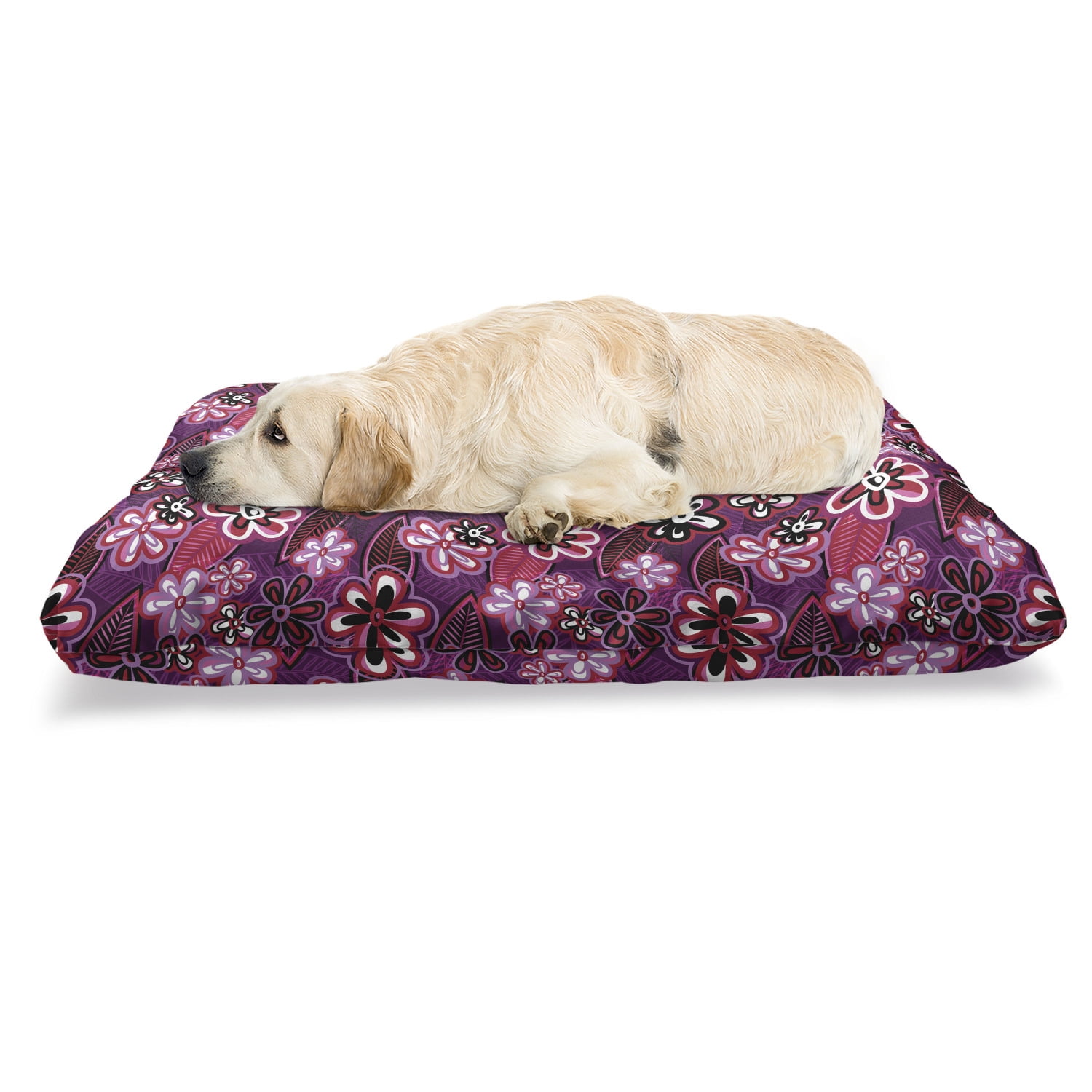 Flower Pet Bed, Modern Design Watercolor with Floral Leaf Seemed Ombre ...