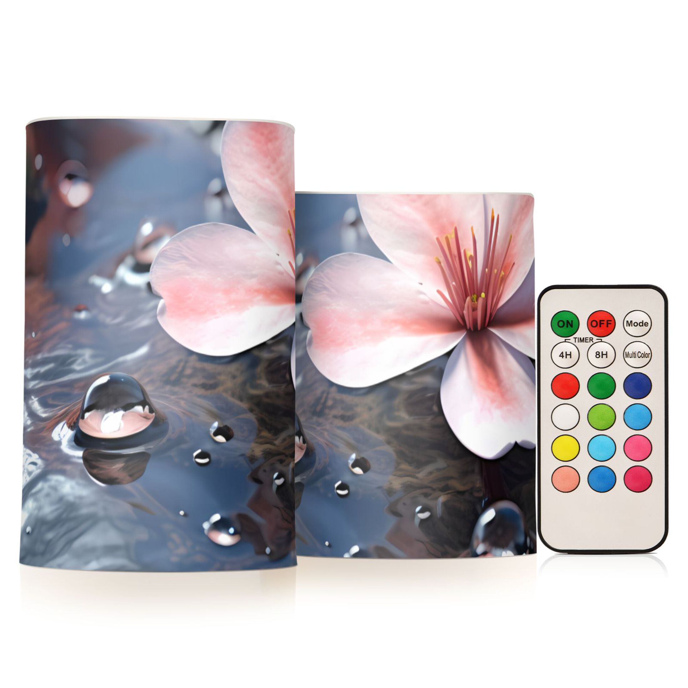 Flower Petals on Water Flameless Candles with Remote Timer LED Battery ...