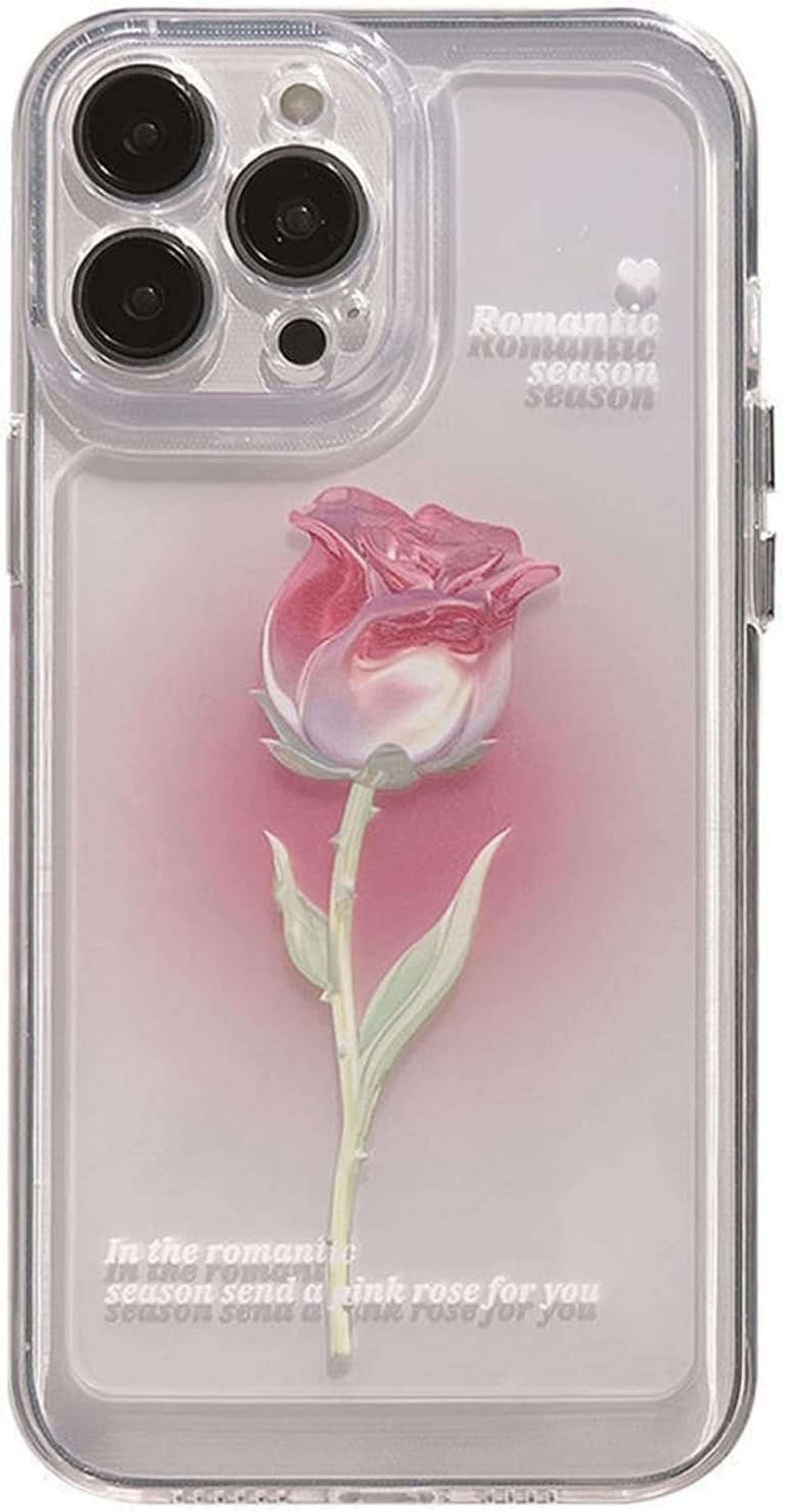 Flower Phone Case for iPhone 11, Cute Aesthetic Clear Pink Gradient ...