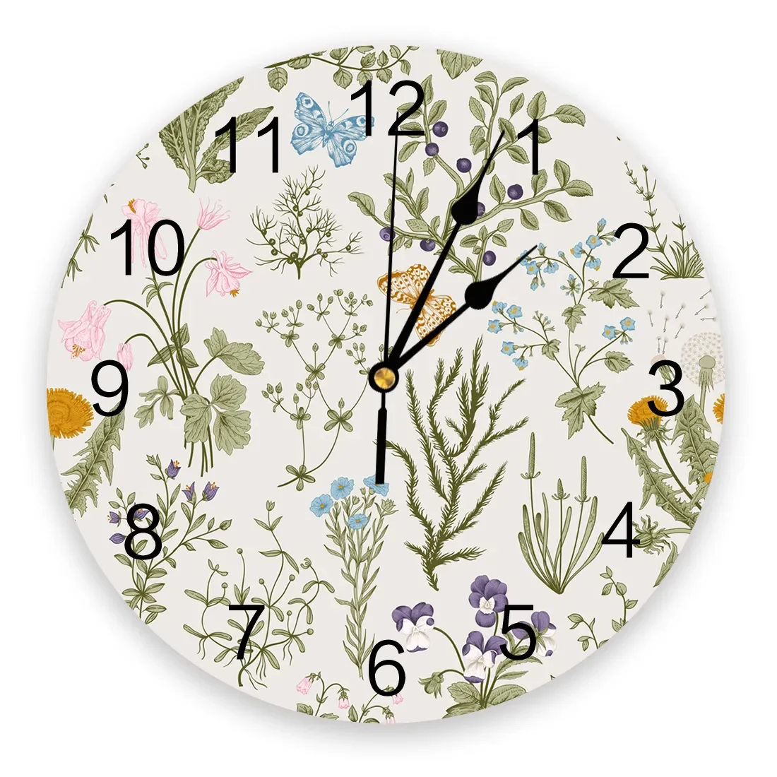 Flower Plant Butterfly Weed Bedroom Wall Clock Large Modern Kitchen ...