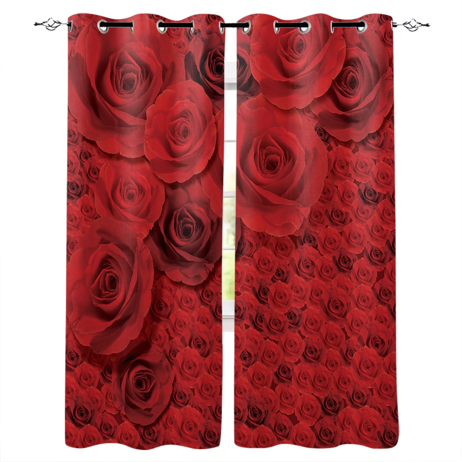 Flower Plant Rose Print Window Curtains Luxury European Curtains for ...