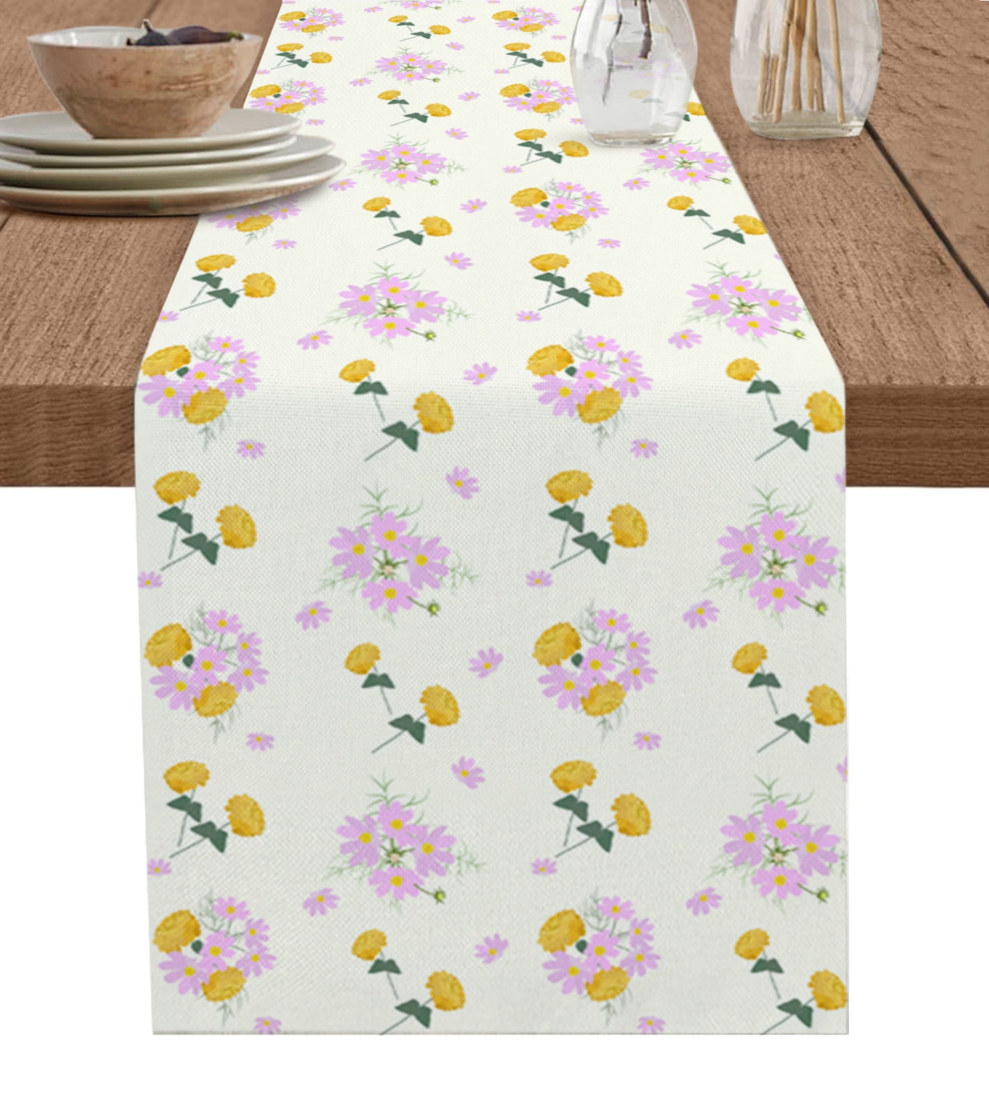 Flower Plant Rose Table Runner Home Wedding r Table Flag Mat Table ...
