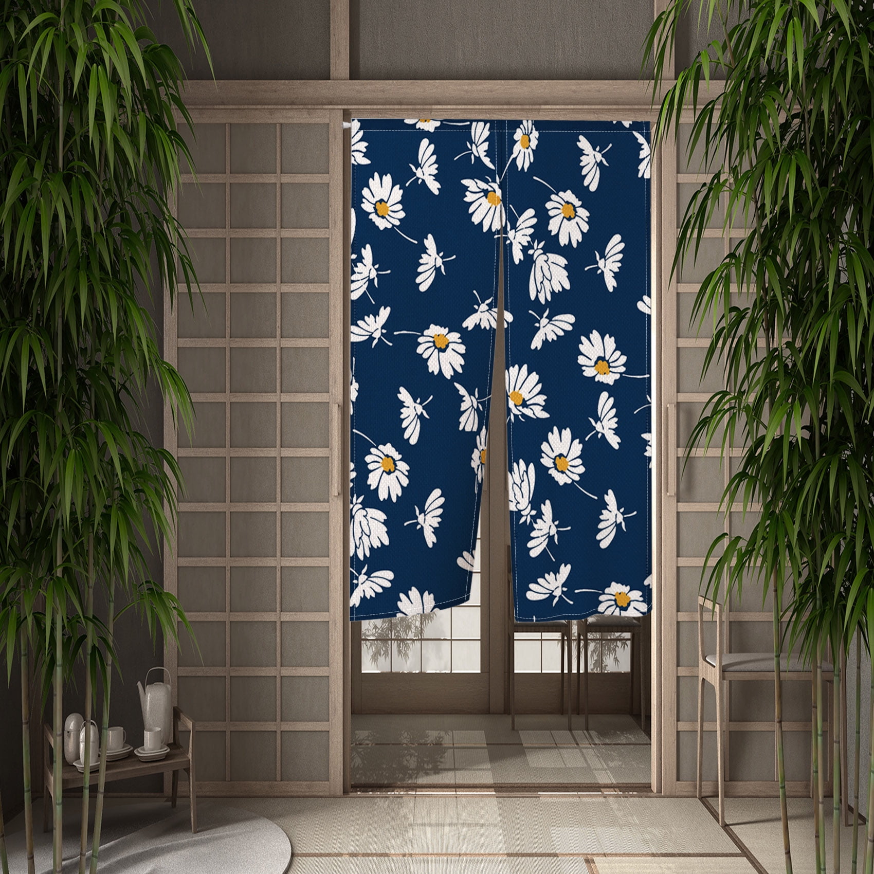 Flower Plant Spring Japanese Curtain for Wall Door Noren Leaf Lotus ...
