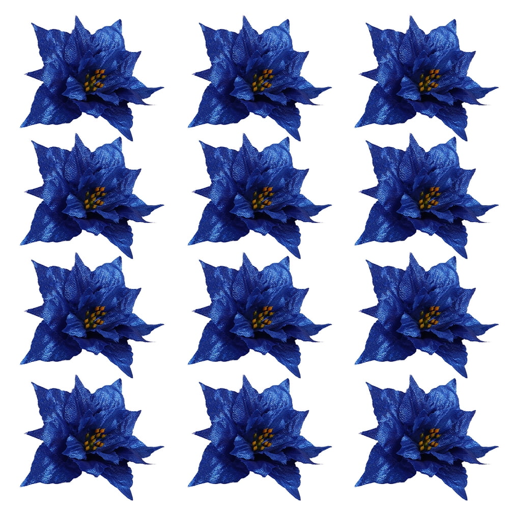 WHAMVOX Blue PE Christmas Decor Flowers for Holiday Party Wedding and ...