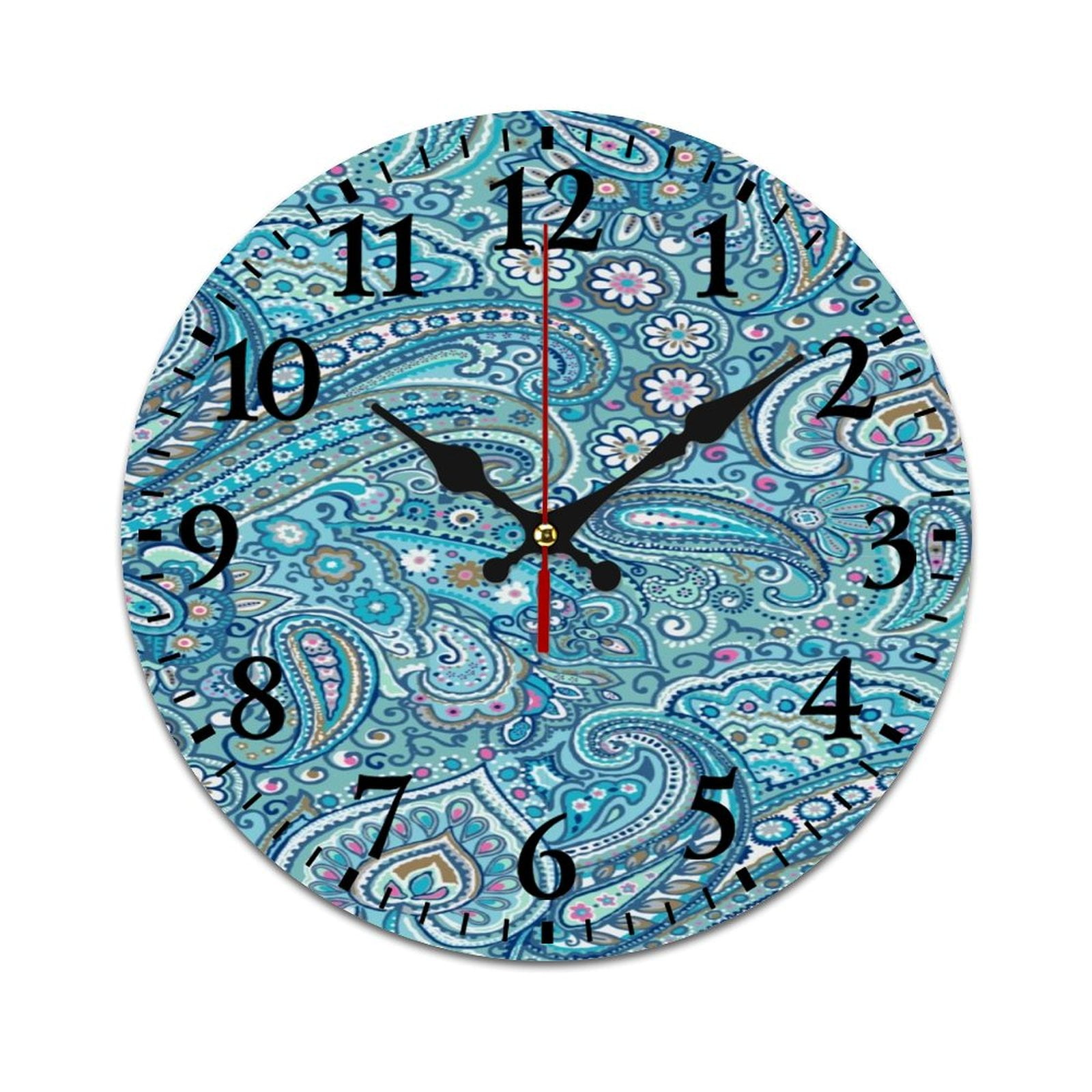 Flower Polka Dot Paisley Wall Clock Modern Design Clocks Wall Hanging ...