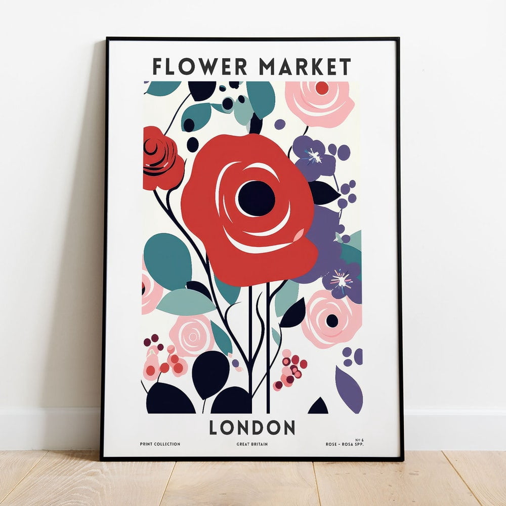 Flower Poster London, Flower Market Art Print, Flower Market Poster ...