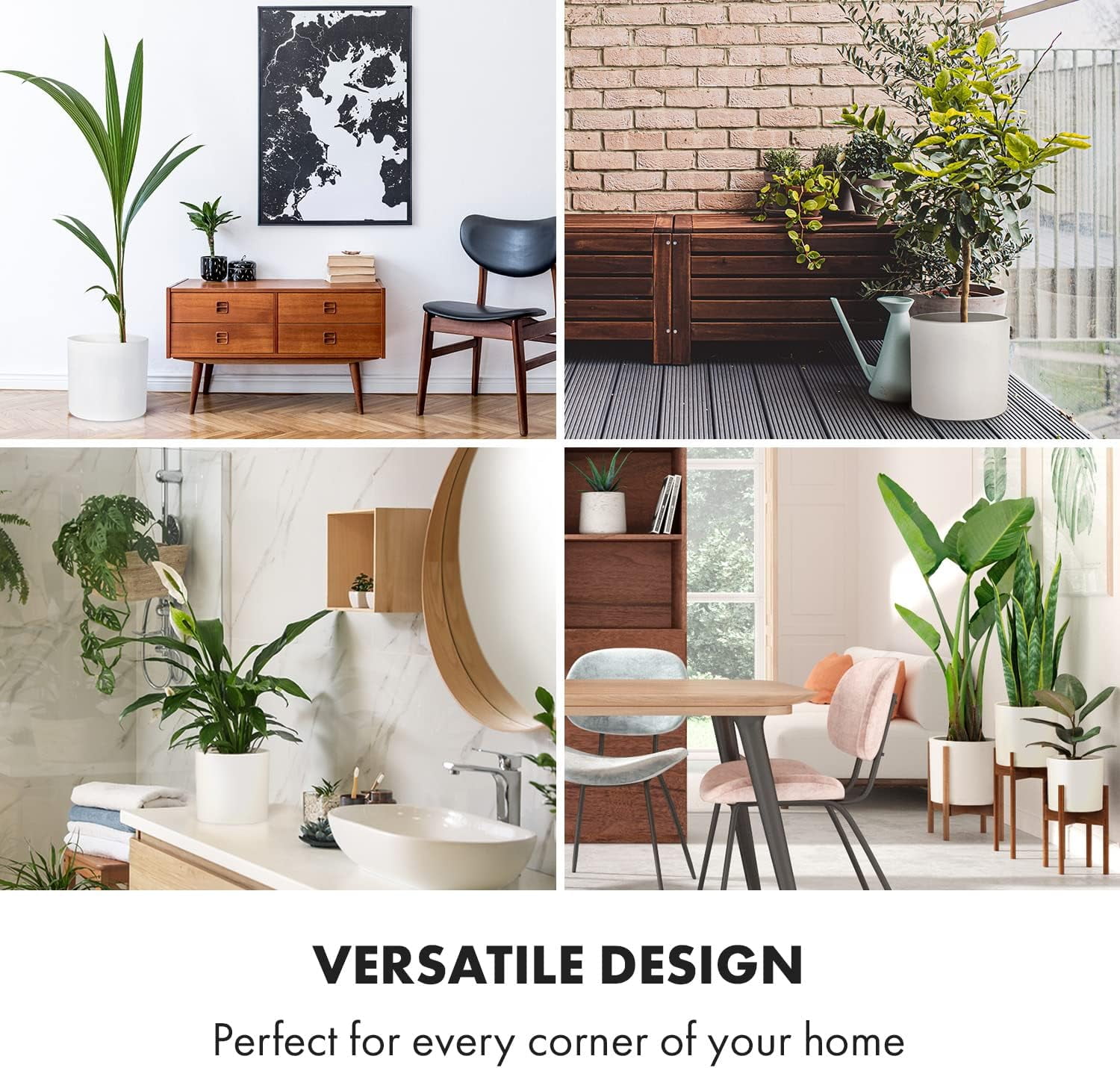 Flower Pot, 10 Inch Plant Pots Indoor, White Planters for Indoor Plants ...