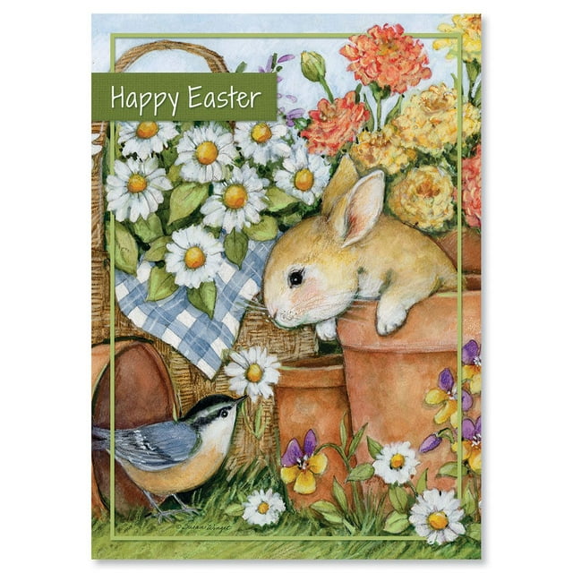 Flower Pot Bunny Easter Greeting Card by Susan Winget - Set of 8, by ...