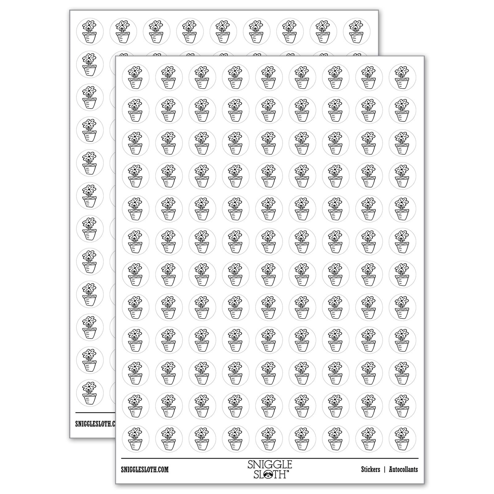 Flower Pot Doodle 200+ Round Stickers - White - Gloss Finish - 0.50 ...