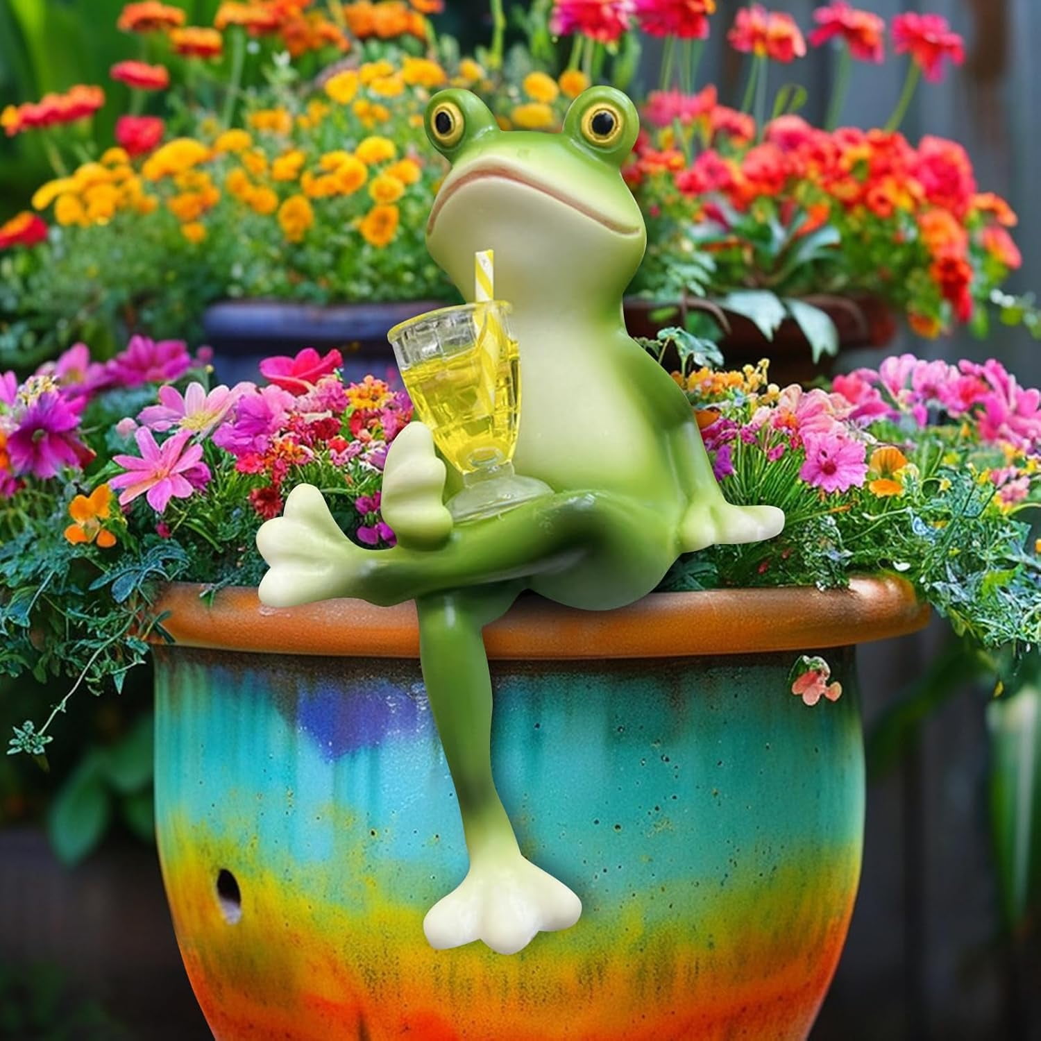 Flower Pot Hanger Frog Decorative Figures Frog Decorative Frog Animals ...