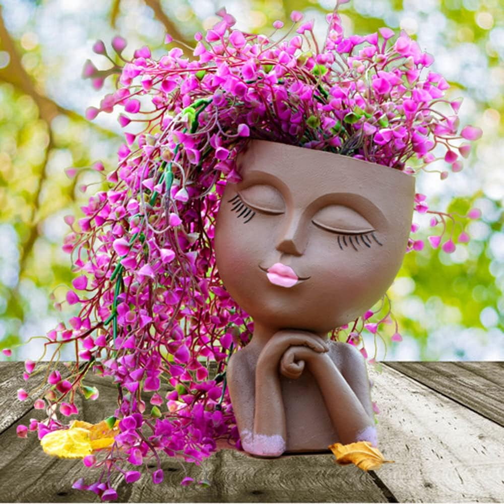 Flower Pot Head Planter, Girl Heads Flowerpot, Lady Faces Plant Pot ...