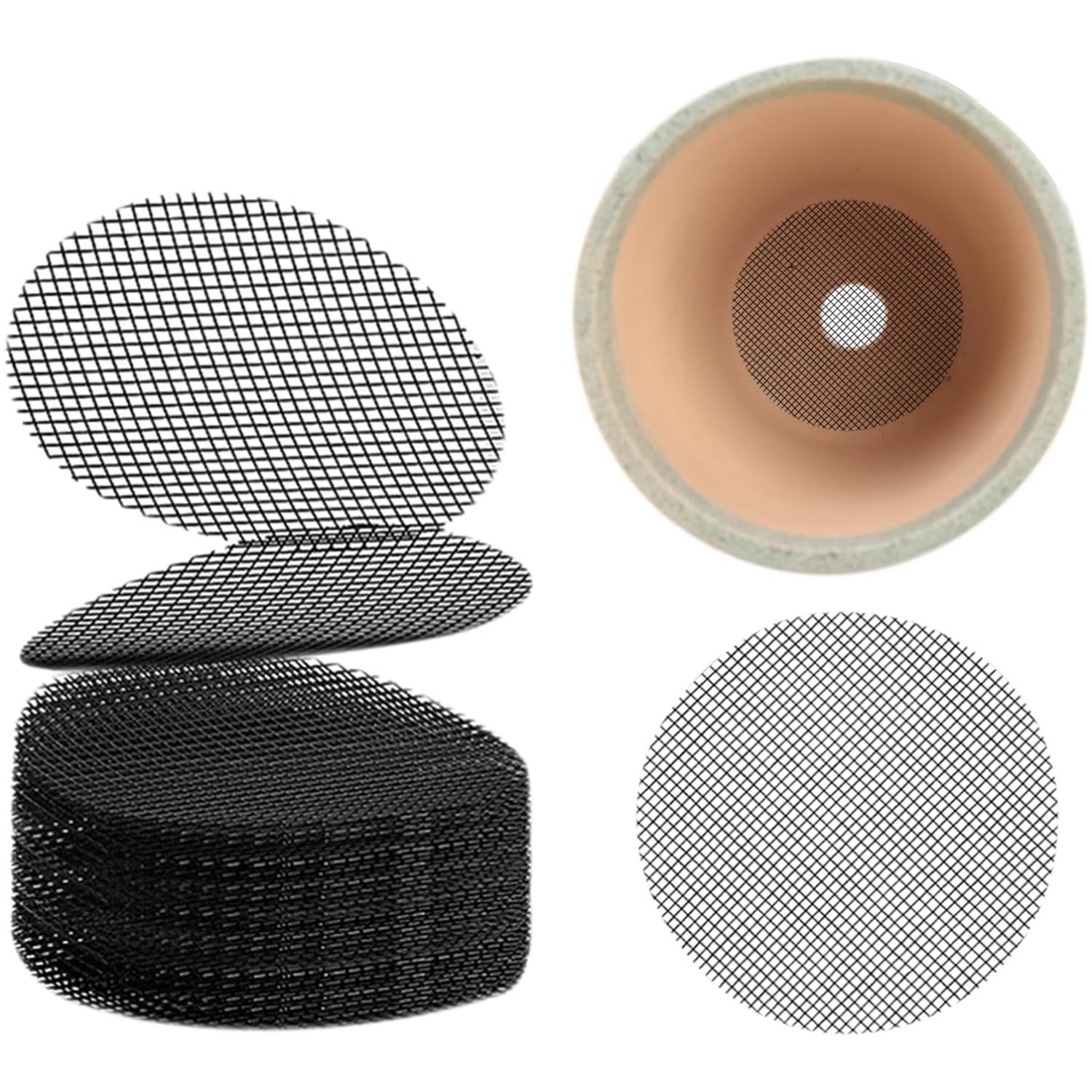 Flower Pot Hole Mesh Pad,100 Pcs 2 inch Bonsai Pot Bottom Grid Mat Mesh ...