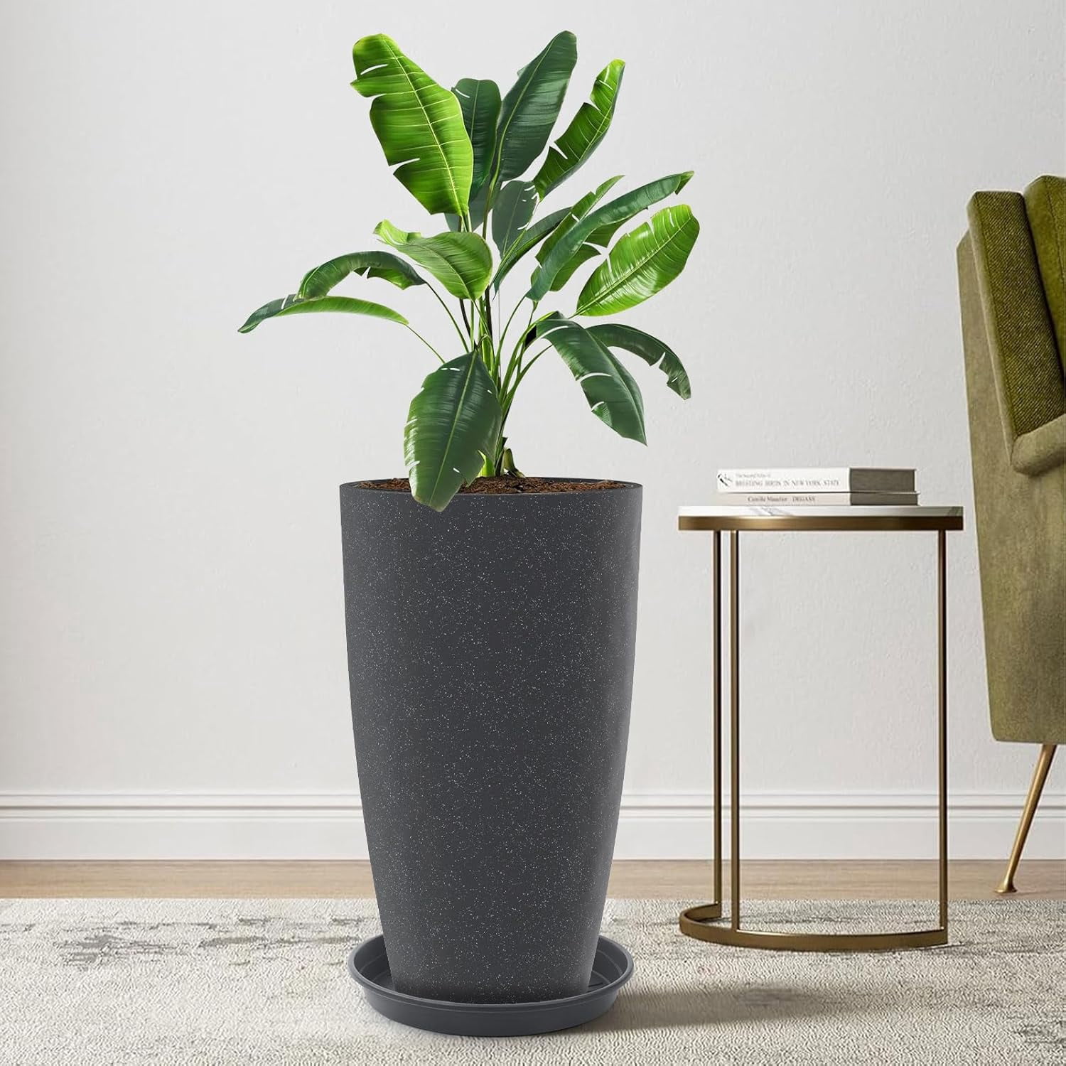 Flower Pot Indoor - Outdoor Pot - Glossy Planter - Elegant Stone ...
