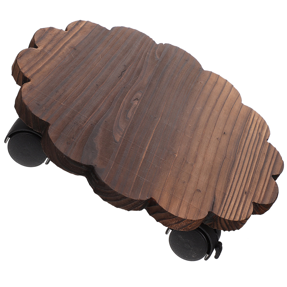 Flower Pot Mobile Tray Base with Wheels Plant Indoor Wood Outdoor Rack ...