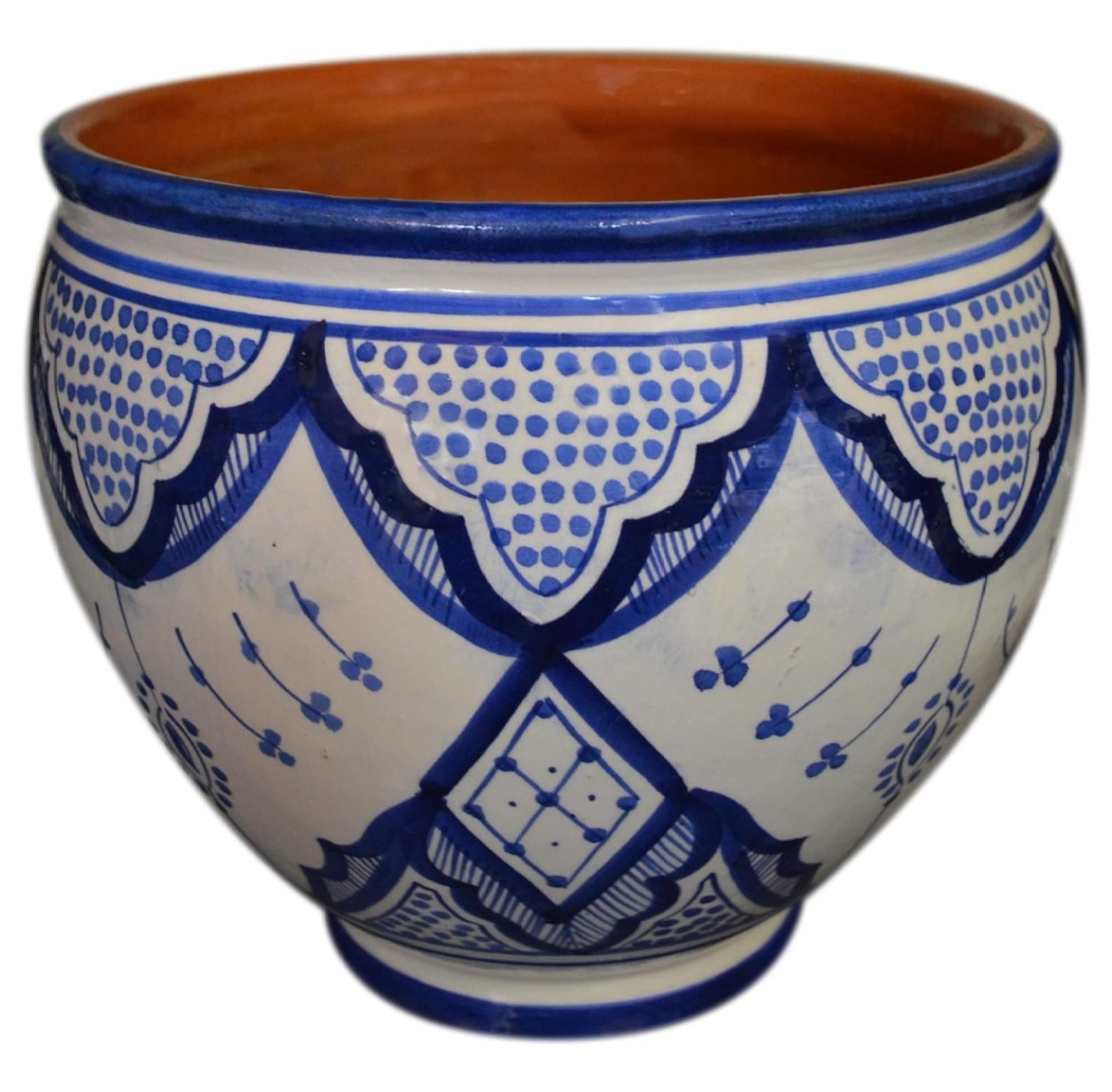Flower Pot Moroccan Spanish Garden Drain Hole Ceramic Planter Handmade ...