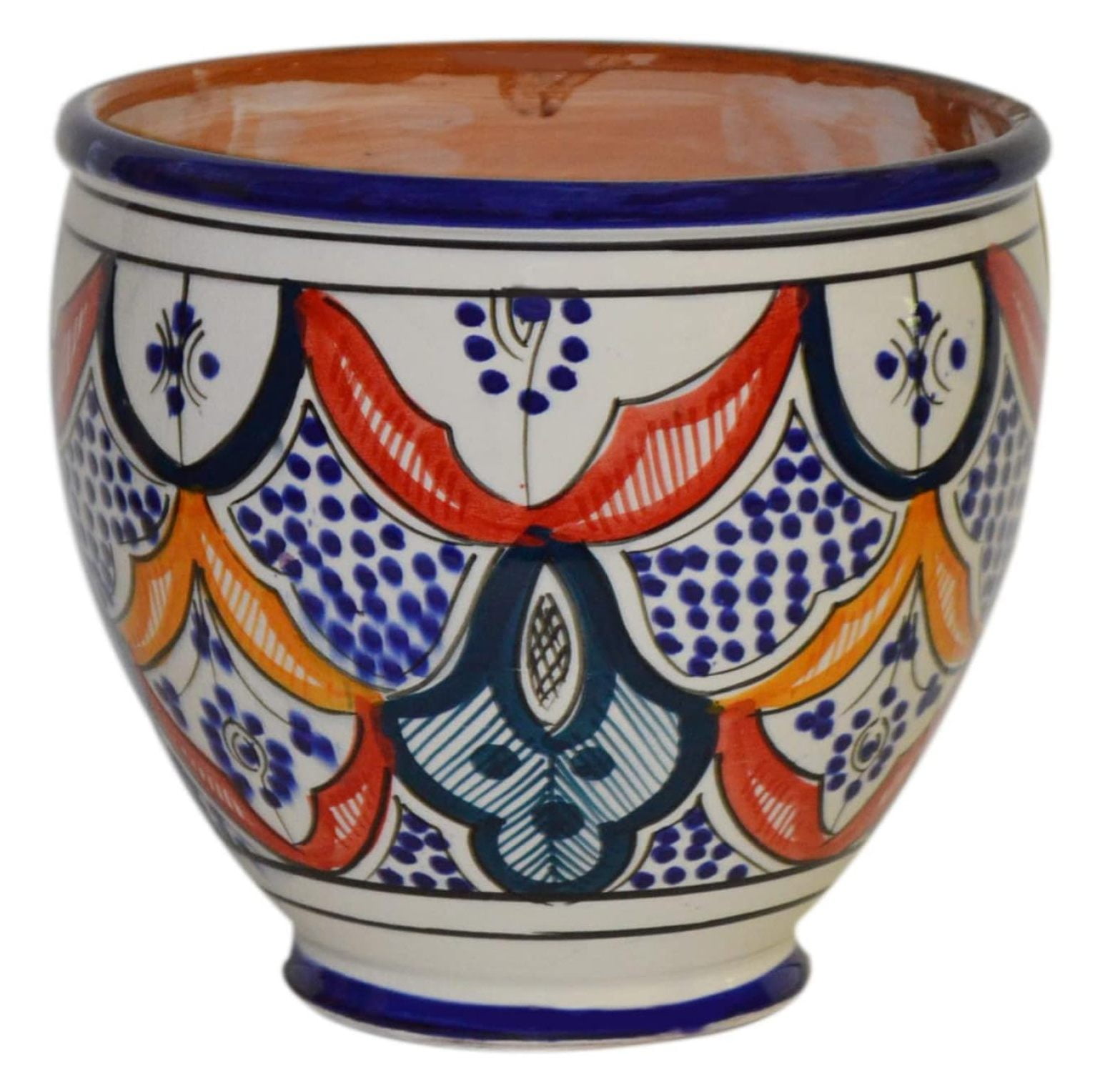 Flower Pot Moroccan Spanish Garden Drain Hole Ceramic Planter Handmade ...
