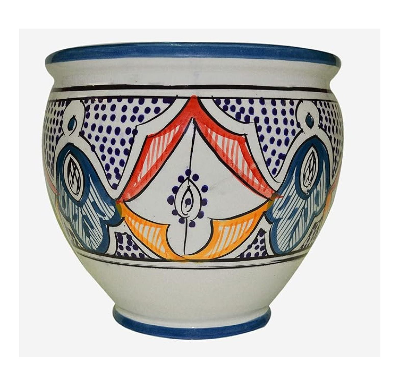 Flower Pot Moroccan Spanish Garden Drain Hole Ceramic Planter Handmade ...