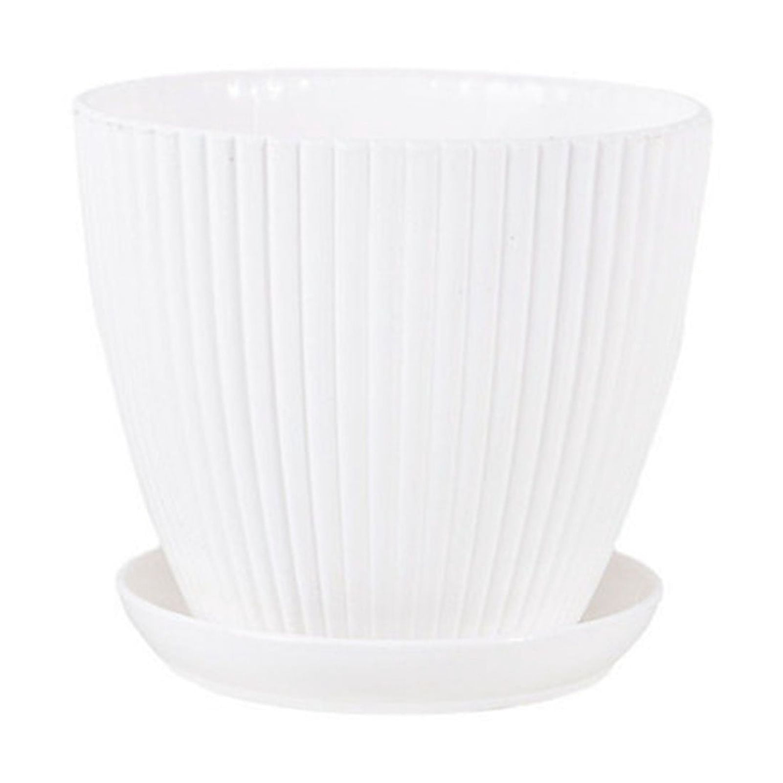 Flower Pot Round Planters Succulents Plant Pot with Tray Office Desktop ...