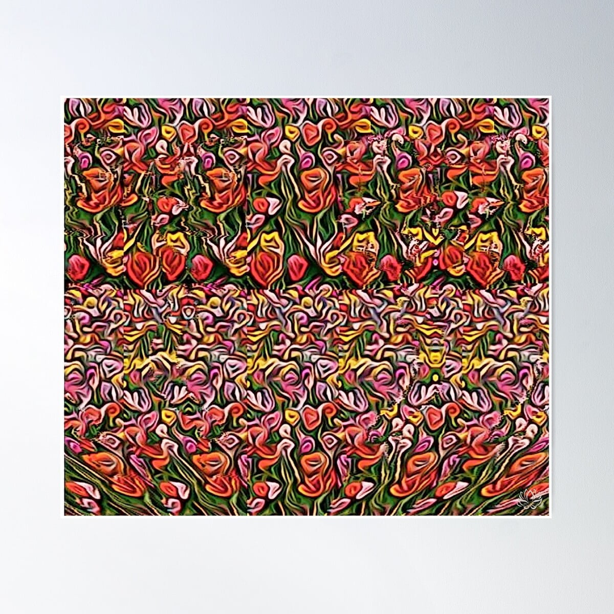 Flower Pot Stereogram Poster Wall Art, Modern Wall Decor For Living ...