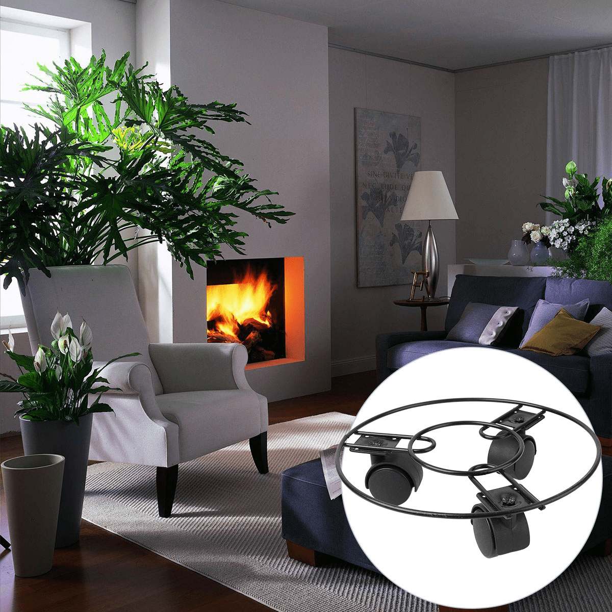 Flower Pot Tray Potted Plants Stand Round Rack Flowerpot Movable Shelf ...