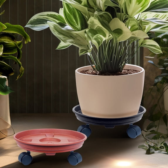 Flower Pot Tray with Wheels for Heavy Pots – Thick Plastic Base, Mobile ...