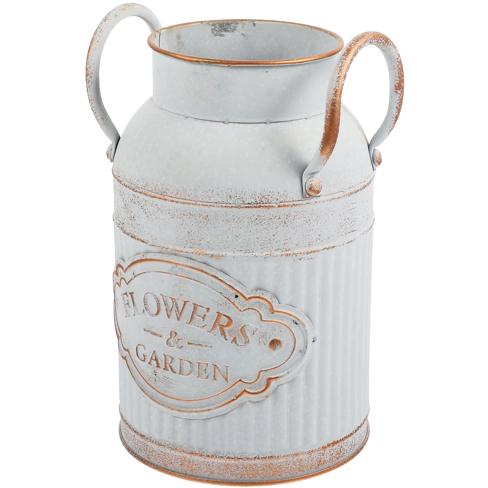 Farmhouse Flower Pot Water Pitcher Vase Antique Metal Bucket Small ...