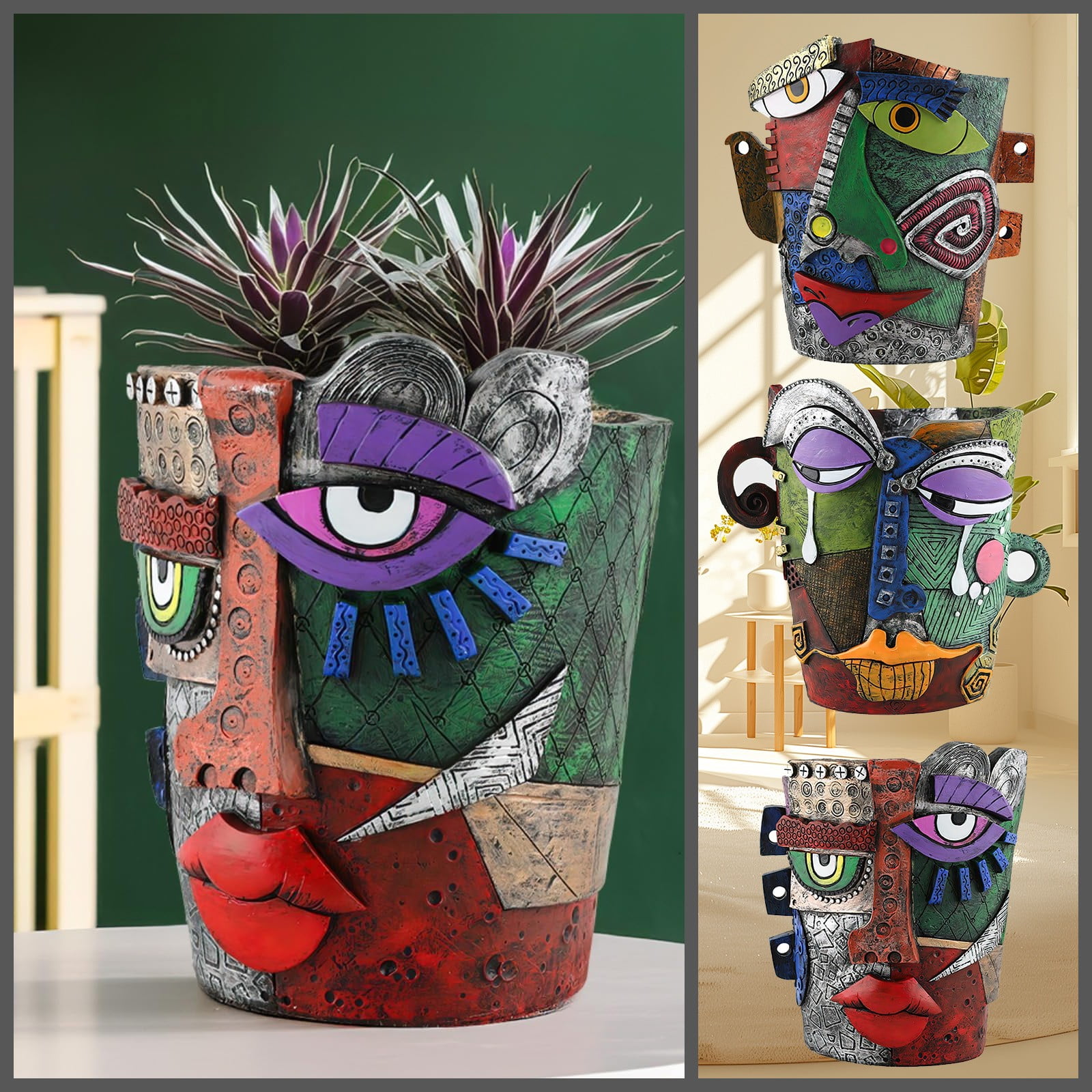 Flower Pot, YUANGUI Abstract Face Planters Pots Head,Unique Head ...