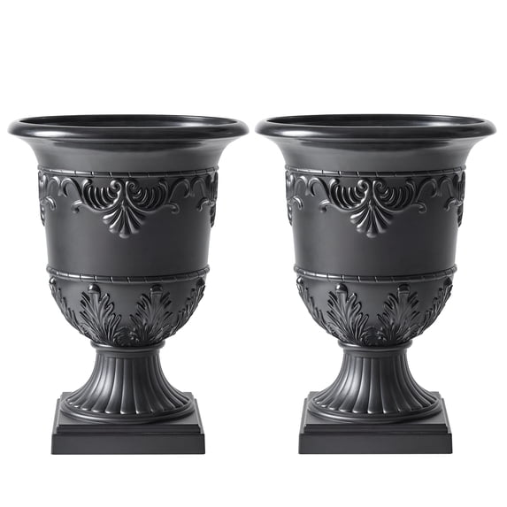 DR.Planzen 2 Pack 16 x 12 Inches Classic Urn Planter, Plastic Flower ...