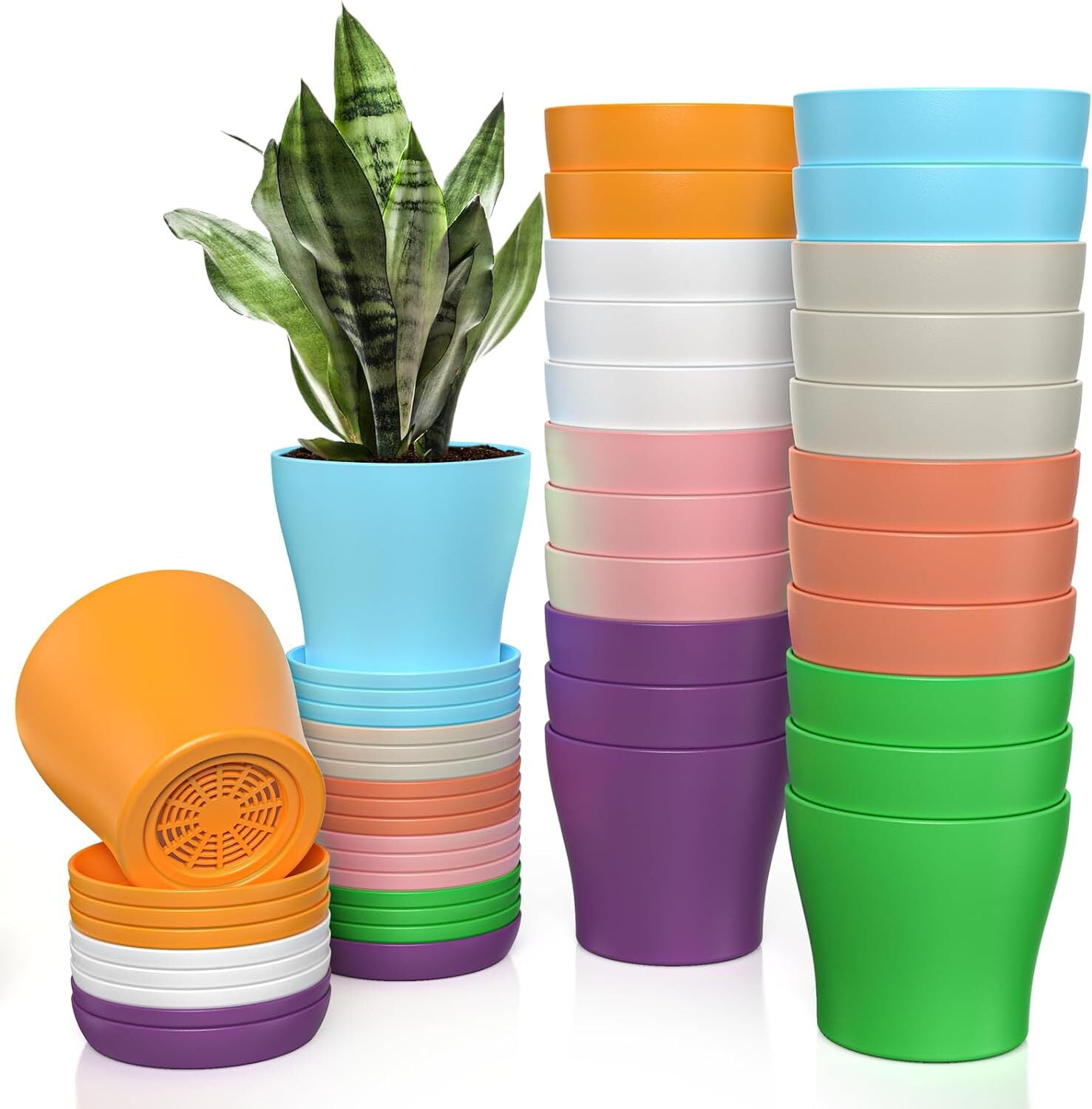 Flower Pots, 24pcs, 4" Colorful Plant pots, Modern Decorative Small ...