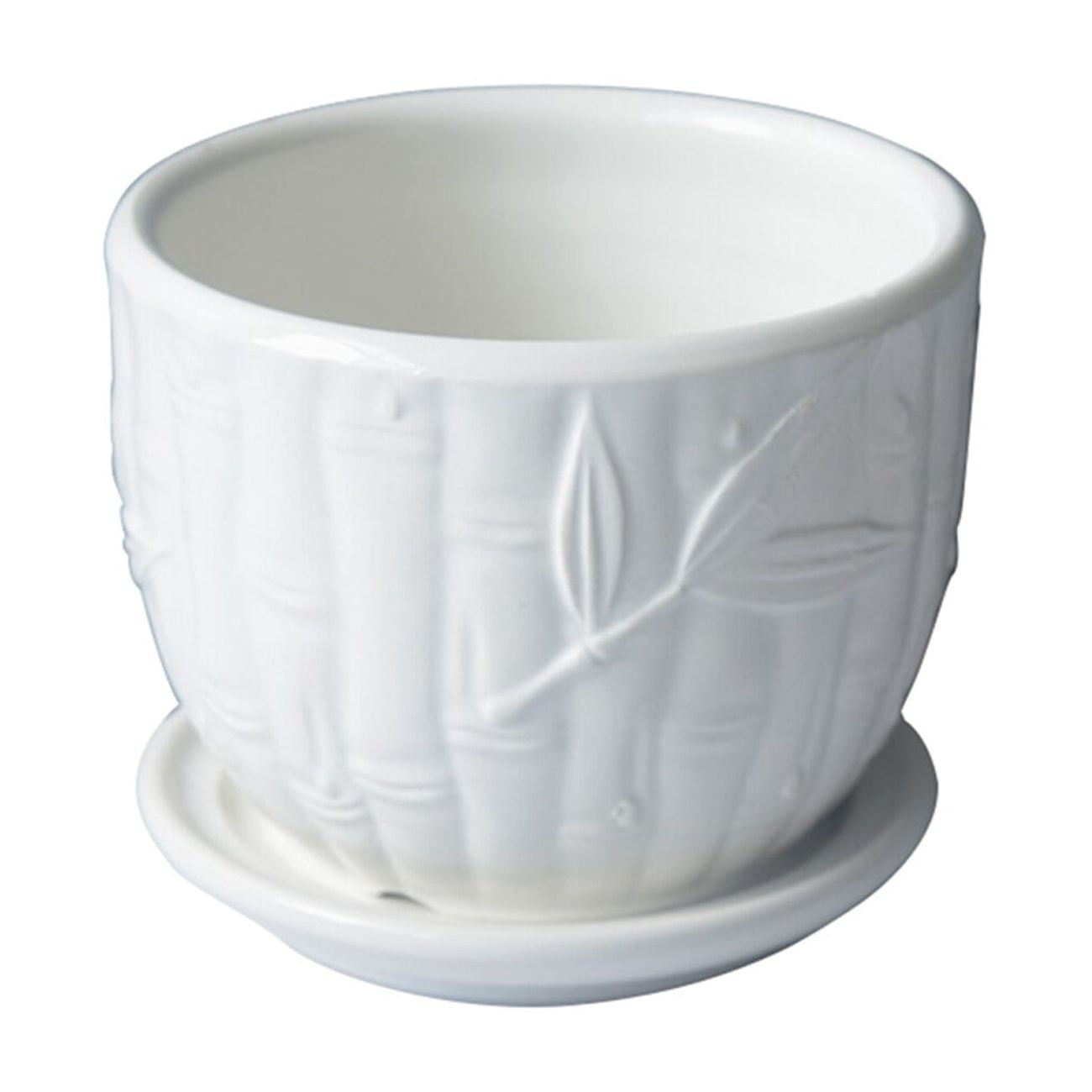 Flower Pots, 4.13Inch Cylinder Ceramic Plant Pots with Connected Saucer ...