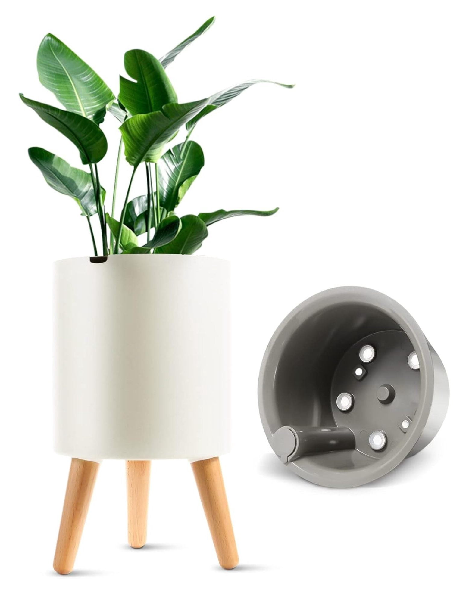 Flower Pots - 7. inch Plastic Plant Pots - Self Watering Planter with ...