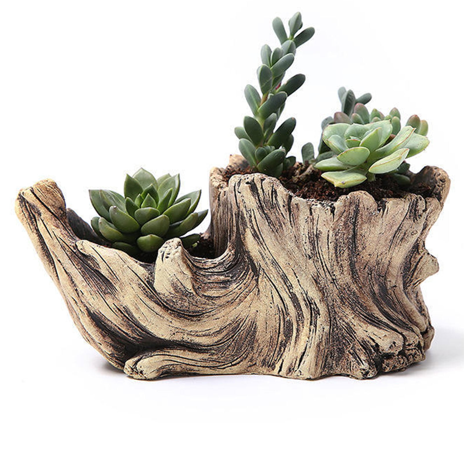Flower Pots Cement Planter Imitation Stump Tree Wood Flower Pot for ...
