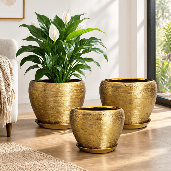 Flower Pots For Indoor & Outdoor - Ceramic 10 Inch 8 6 With Drainholes ...