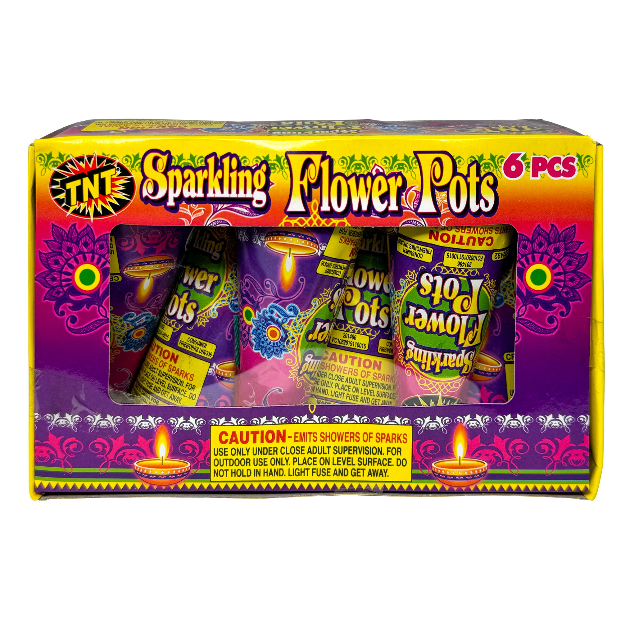 Flower Pots, TNT Fireworks, Multicolor Ground Based Sparkling Fountains ...