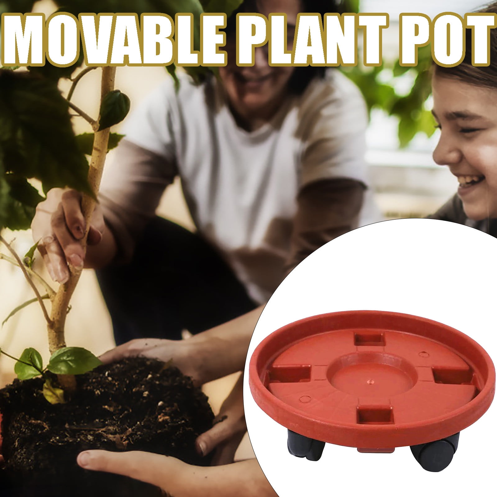 Flower Pots Movable Pot Trolley Tray Square Universal Wheel Potted ...