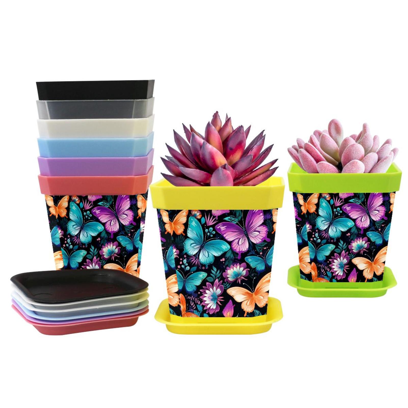 Flower Pots Plastic Planters Indoor Plant Pots, Colored Flower ...