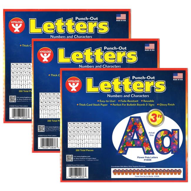 Flower Pots Punch-Out Letters, Assorted Color - Pack of 3 - Walmart.com