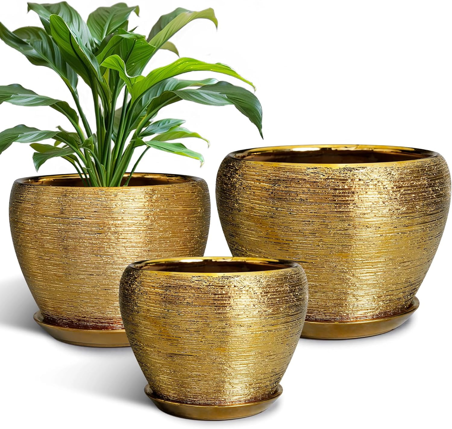 Flower Pots for Indoor & Outdoor Plants - Ceramic Pots 10 Inch, 8 Inch ...