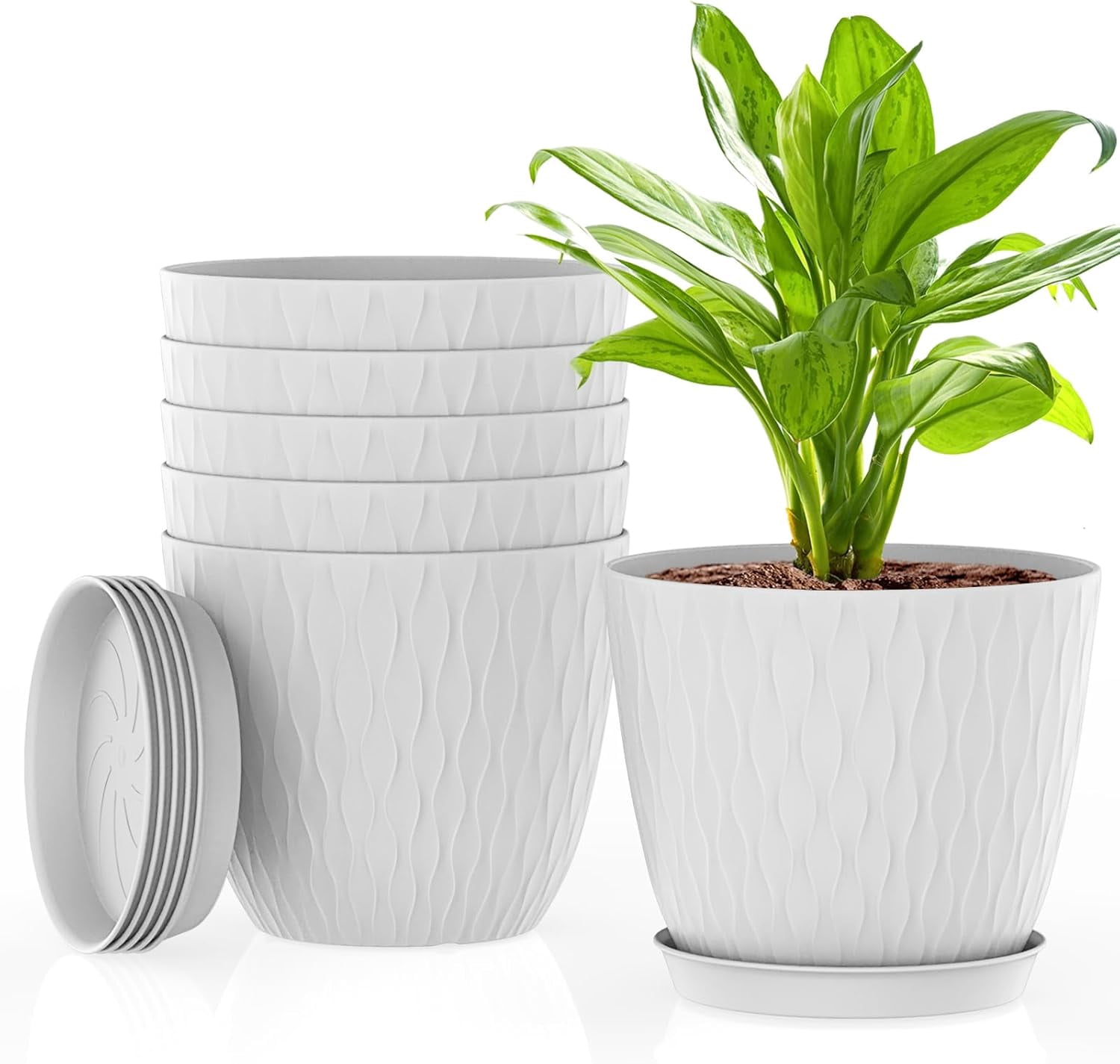 Flower Pots for Indoor and Outdoor Use, Planters with Drainage Holes ...