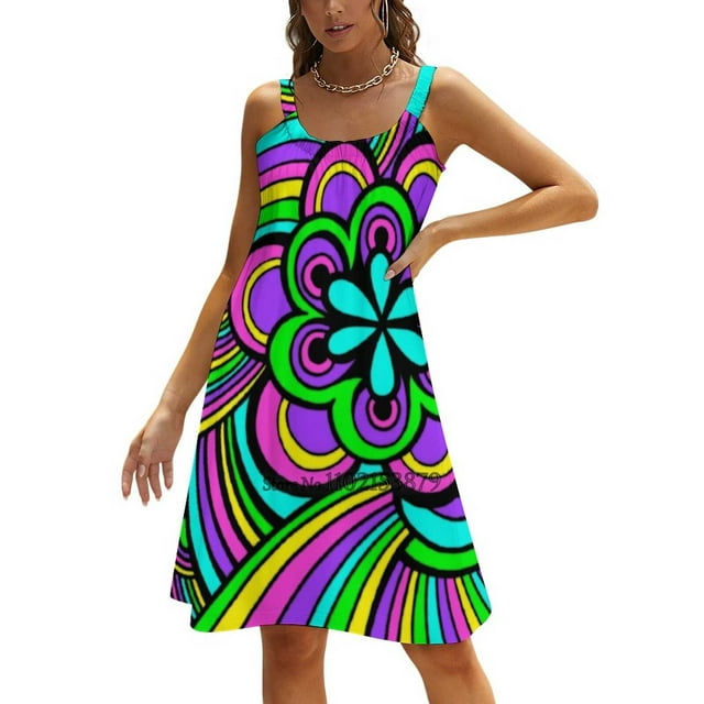 Flower Power Back Lacing Backless Dress Square Neck Dress New Elegant