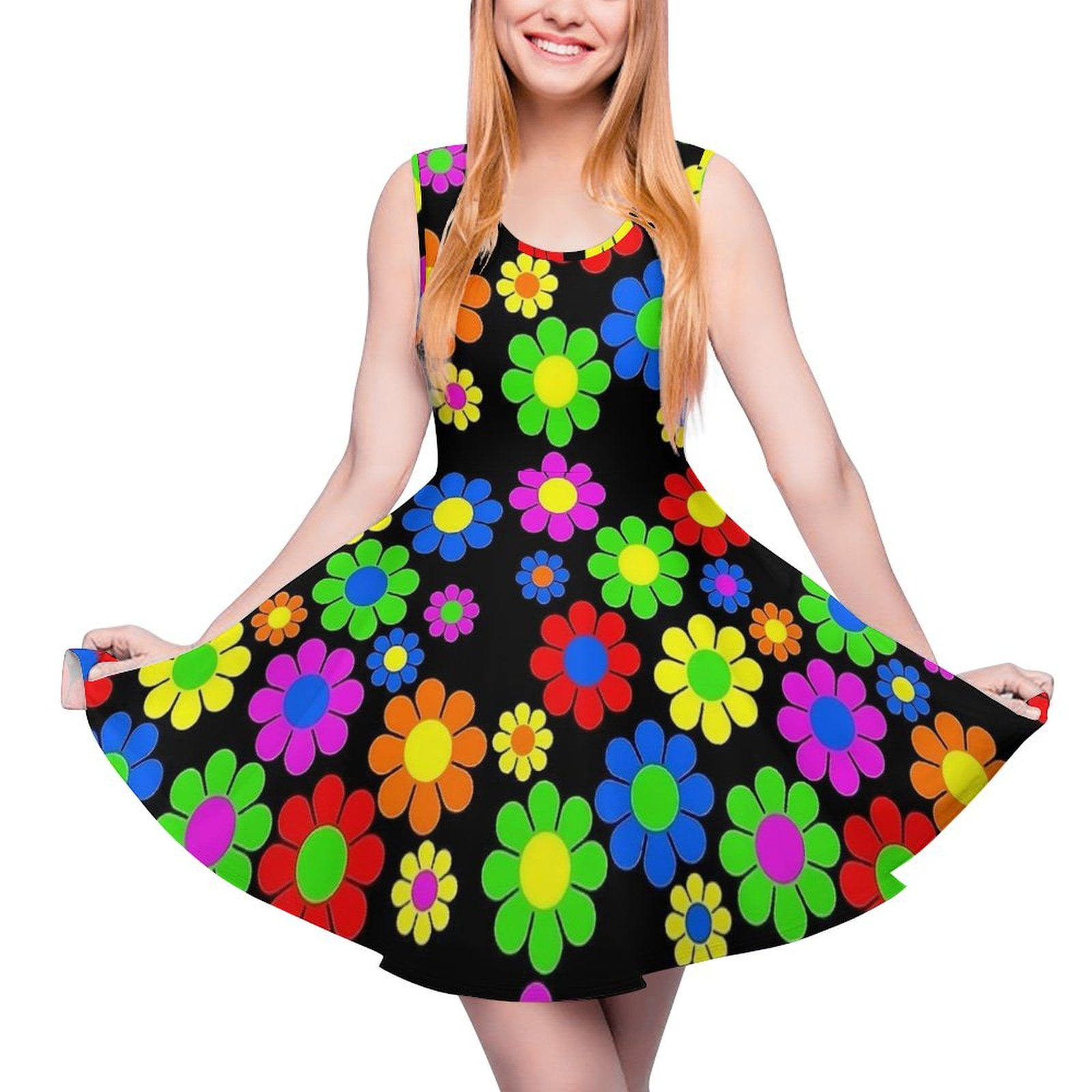Flower Power Dress Abstract Floral Street Fashion Dresses Female Club ...